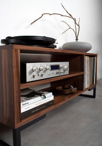 Walnut Media Console | Vinyl Record Storage Unit & TV Stand